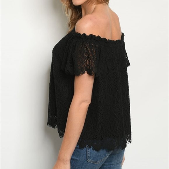 Trend Setter Diva Boutique | Tops | Girly Flirty Black Off Shoulder Top ...